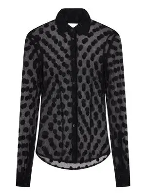 Dries Van Noten Dries Van Noten Polka-Dot Cotton-Blend Tulle Shirt Black