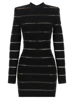 Balmain Shimmering Sequinned Mini Dress - Black