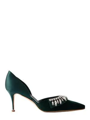 MANOLO BLAHNIK Manolo Blahnik Crystal-Embellished Velvet Pumps