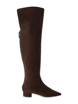 Manolo Blahnik Suede Over-the-knee Boots - Black