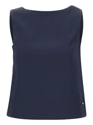 Herno Herno Sleeveless Boat Neck Top With Bow Detail Blue