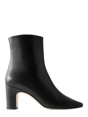 MANOLO BLAHNIK Manolo Blahnik Square-Toe Side-Zip Leather Ankle Boots