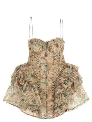 Zimmermann Zimmermann Rebellion Floral Corset Mini Dress Nude