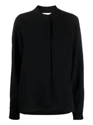 JIL SANDER Long-sleeved Band Collar Shirt - Black