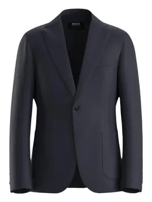Hugo Boss Long-sleeved Suit Jacket With Classic Collar - Black