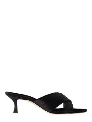 Manolo Blahnik Satin Mules - Black