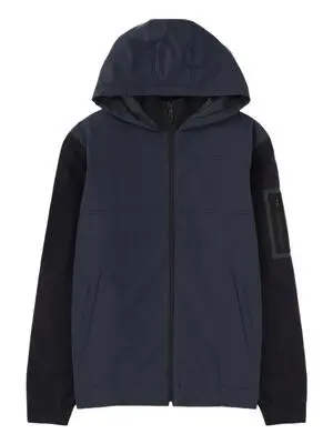 Hugo Boss Zip-up Hooded Jacket With Paneling - Black