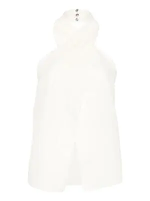 Patrizia Pepe Halter Neck Top With Pleated Details - White
