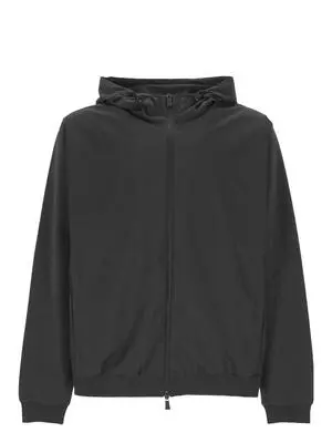Herno Herno Hooded Jacket With Zipper And Ribbed Trim Black