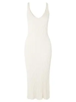 Arch4 Ribbed Sleeveless Midi Dress - White