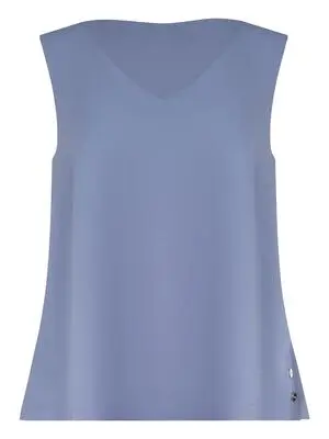 Herno V-neck Sleeveless Top With Curved Hem - Blue