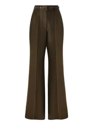 Zimmermann Belted Flare Trousers - Dark Olive