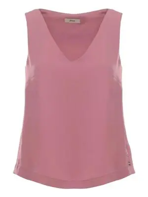 Herno Sleeveless V-neck Top With Button Embellishment - Pink