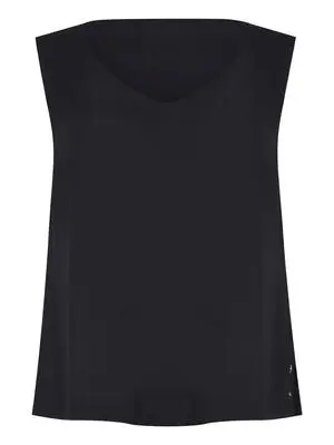 Herno V-neck Sleeveless Top With Curved Hem - Black