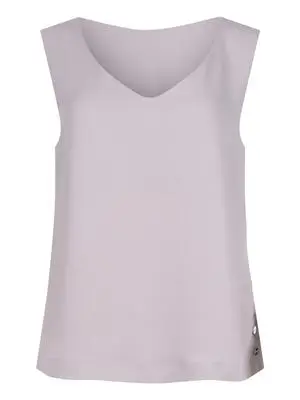 Herno Sleeveless V-neck Top With Curved Hem - White
