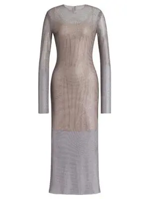 Alberta Ferretti Long Sleeve Mesh Dress - Gray