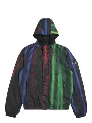 Prada Hooded Zip-up Casual Jacket With Logo Detail - Black