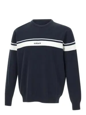 Iceberg Stripe Logo Knitted Sweater - Black
