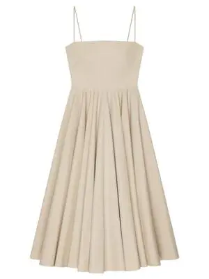Givenchy Pleated A-line Midi Dress - Beige
