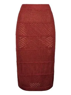 Max Mara Knitted Cut-out Elasticated Waist Skirt - Red