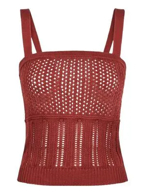 Max Mara Sleeveless Knitted Top With Square Neckline - Red