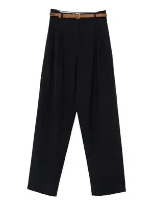 Max Mara Bacio Belted Pleated Trousers - Black