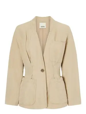 Isabel Marant Étoile Button-fastening Pocket-detail Coat In Linen And Silk - Nude