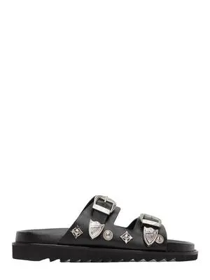 TOGA VIRILIS Studded Buckle-strap Leather Sandals - Black