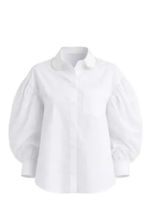 Simone Rocha Long-sleeved Shirt With Pearl Embellishments - White