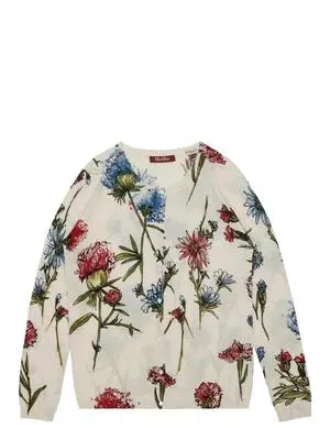 MAX MARA Max Mara Floral Print Round Neck Cardigan