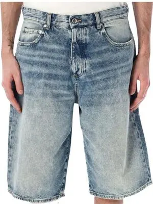 ICON DENIM LOS ANGELES Relaxed Fit Distressed Denim Shorts - Gray