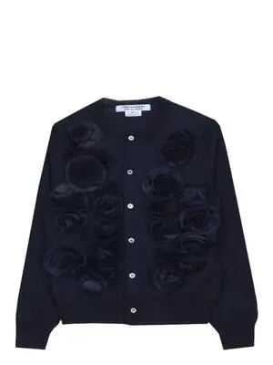 Comme Des Garçons Floral Embellished Knitwear Cardigan - Black