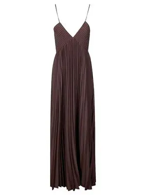 P.a.r.o.s.h Pleated Crisscross Strap Maxi Dress - Black