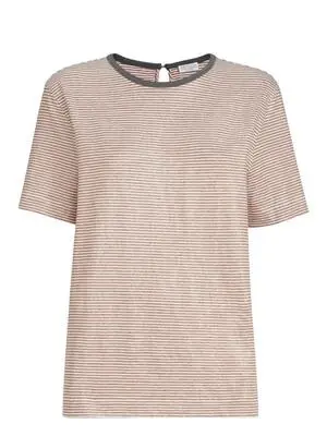Brunello Cucinelli Brunello Cucinelli Striped Crewneck T-shirt Pink