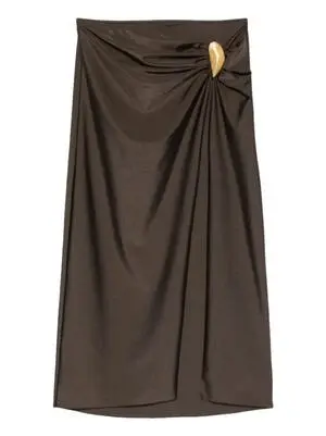 SIMKHAI Simkhai Gathered Embellished Midi Skirt