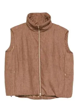 Herno Funnel Neck Zip Gilet - Brown