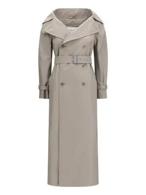 Max Mara Max Mara Buckled Collared Trench Coat Medium Gray