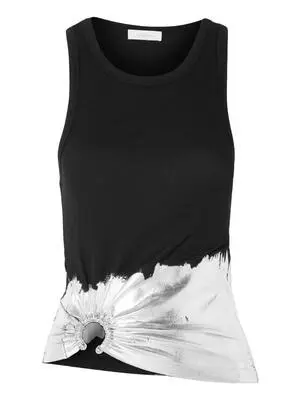 Rabanne Metallic Printed Sleeveless Top - Black