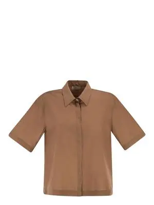 HERNO Herno Classic Collar Short Sleeve Shirt With Logo Plaque