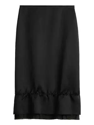 TOTEME Layered Satin Midi Skirt With Frayed Hem - Black