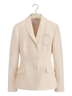 Dior Single-breasted Blazer With Embroidered Logo Patch - Ecru