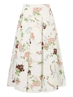 ERDEM Erdem Floral-Pattern Pleated Midi Skirt