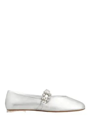 ROGER VIVIER Ballet Flats With Crystal Buckle - Silver