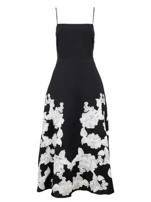 SIMKHAI Simkhai Black Floral Appliqué Strappy Dress
