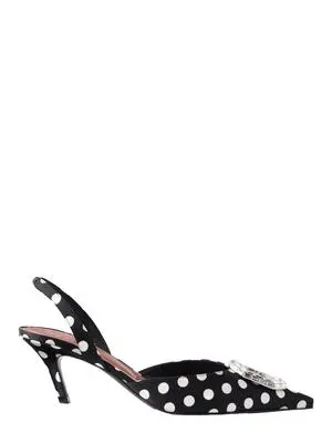 Amina Muaddi Camelia 60 Polka-dot Velvet Slingback Sandals - Black