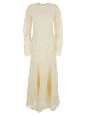 Simkhai Fiona Long Lace Dress - Nude