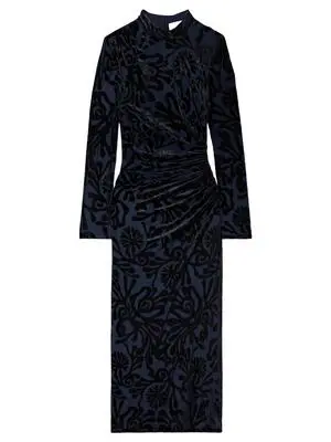 Sea Sea Alia Devoré-Velvet Midi Dress Black