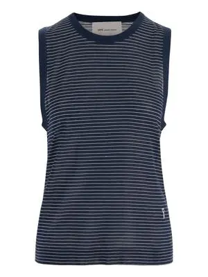 AMI Paris Ami Paris Striped Sleeveless Round Neck Top Black