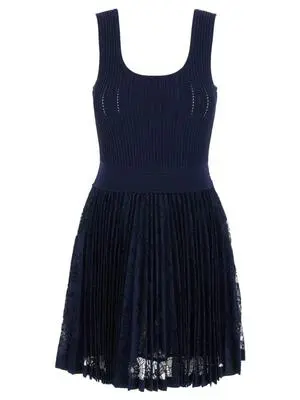 SIMKHAI Simkhai Ribbed Lace Skater Dress