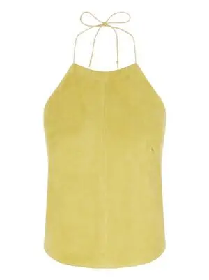 Stouls Suede Halterneck Top - Yellow